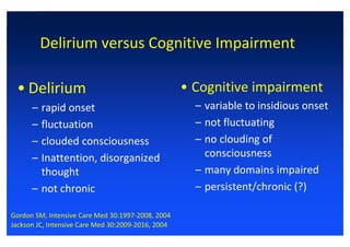 Delirium in ICU Characteristic, Diagnosis and Prevention | PDF
