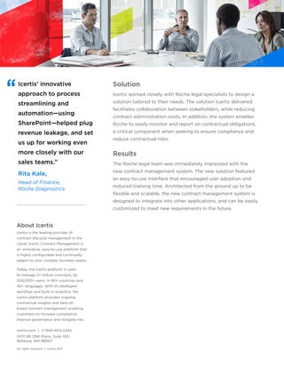 Roche Considers Enterprise Contract Management Software from Icertis | PDF