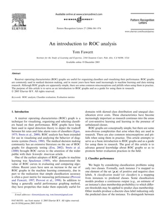 An introduction to ROC analysis | PDF