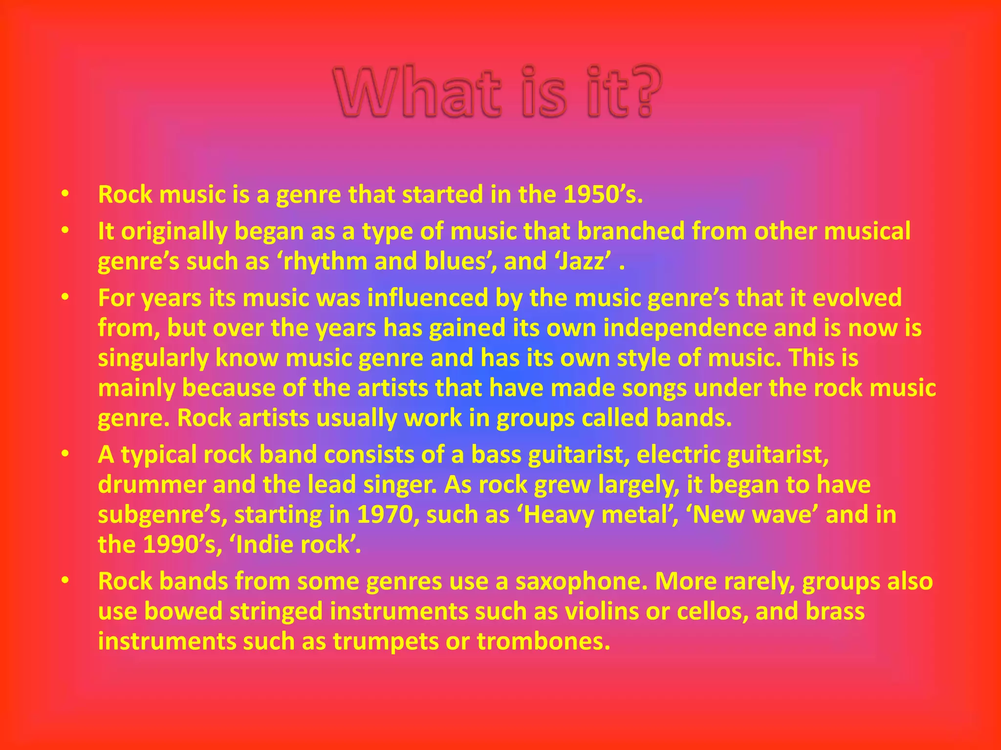 Rock music genre analysis | PPTX