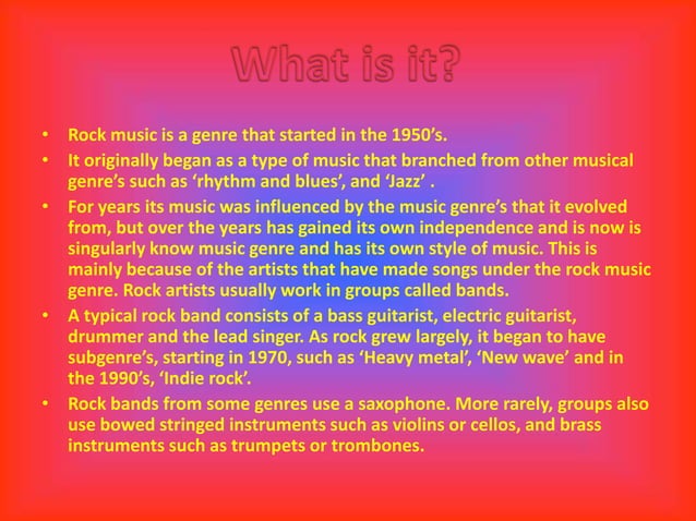 Rock music genre analysis | PPTX