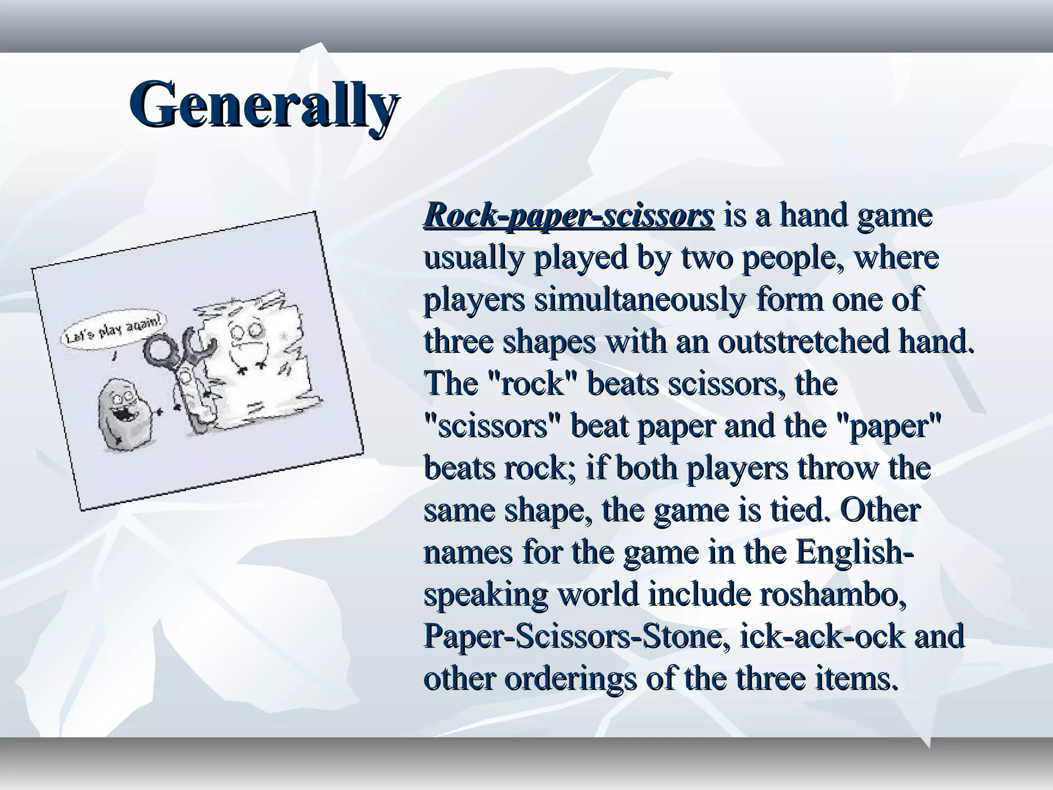 Rock paper-scissors | PPT