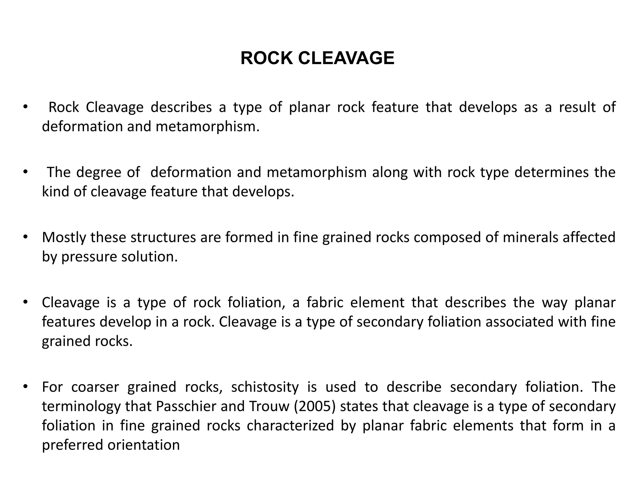 Rock cleavage, foliation and lineation and their various types of ...