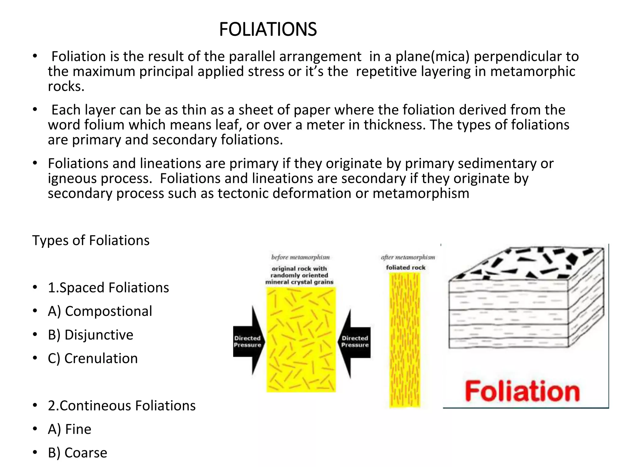 Rock cleavage, foliation and lineation and their various types of ...