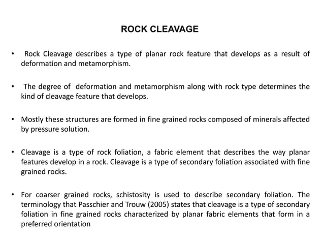 Rock cleavage, foliation and lineation and their various types of ...