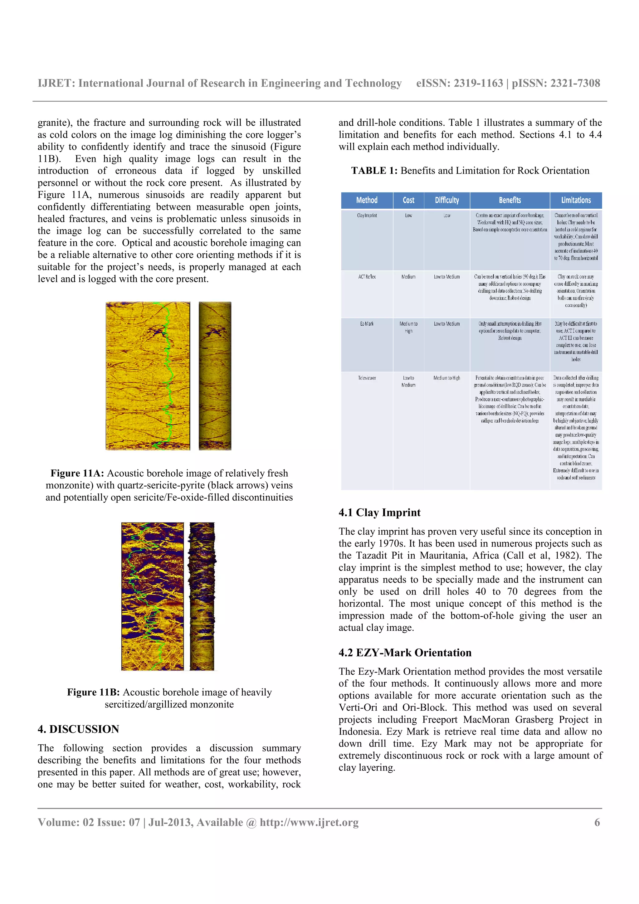 Rock core orientation for mapping discontinuities and | PDF