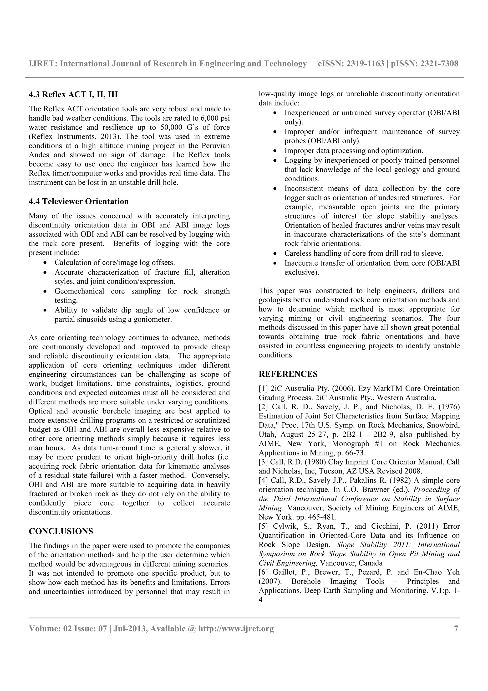 Rock core orientation for mapping discontinuities and | PDF