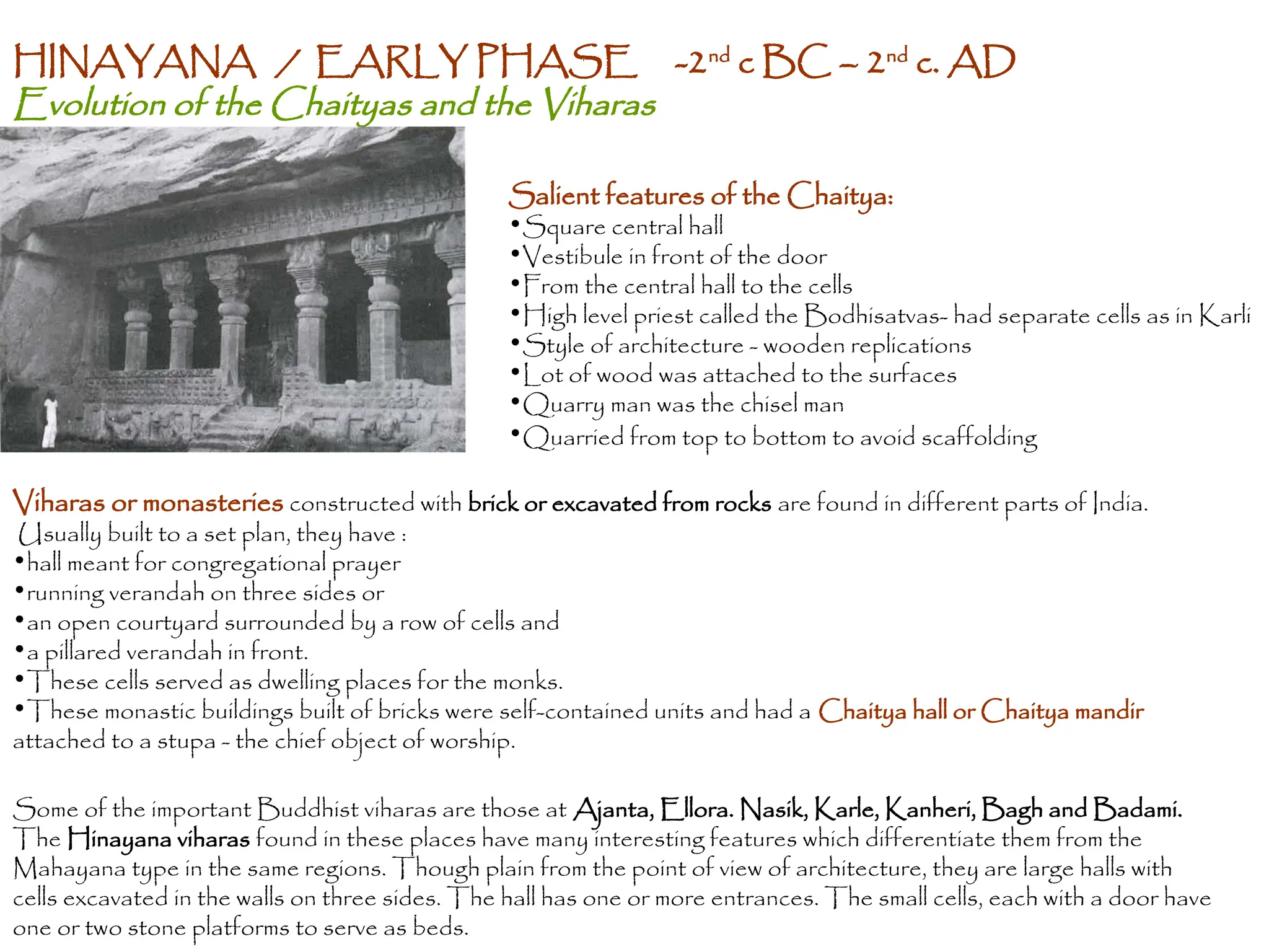 Rock cut buddhist architecture of chaitya halls and viharas of the ...