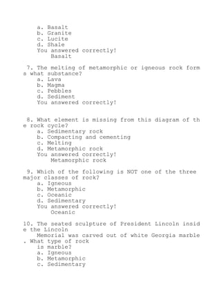 Rock cycleassessmenttestresults claude | PDF | Geology | Science