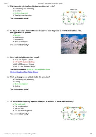 Rock cycle assessment test results jhomar | PDF