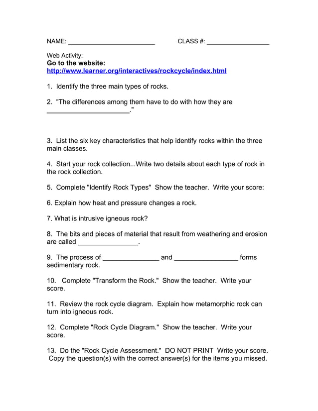 Rock cycle online | DOC