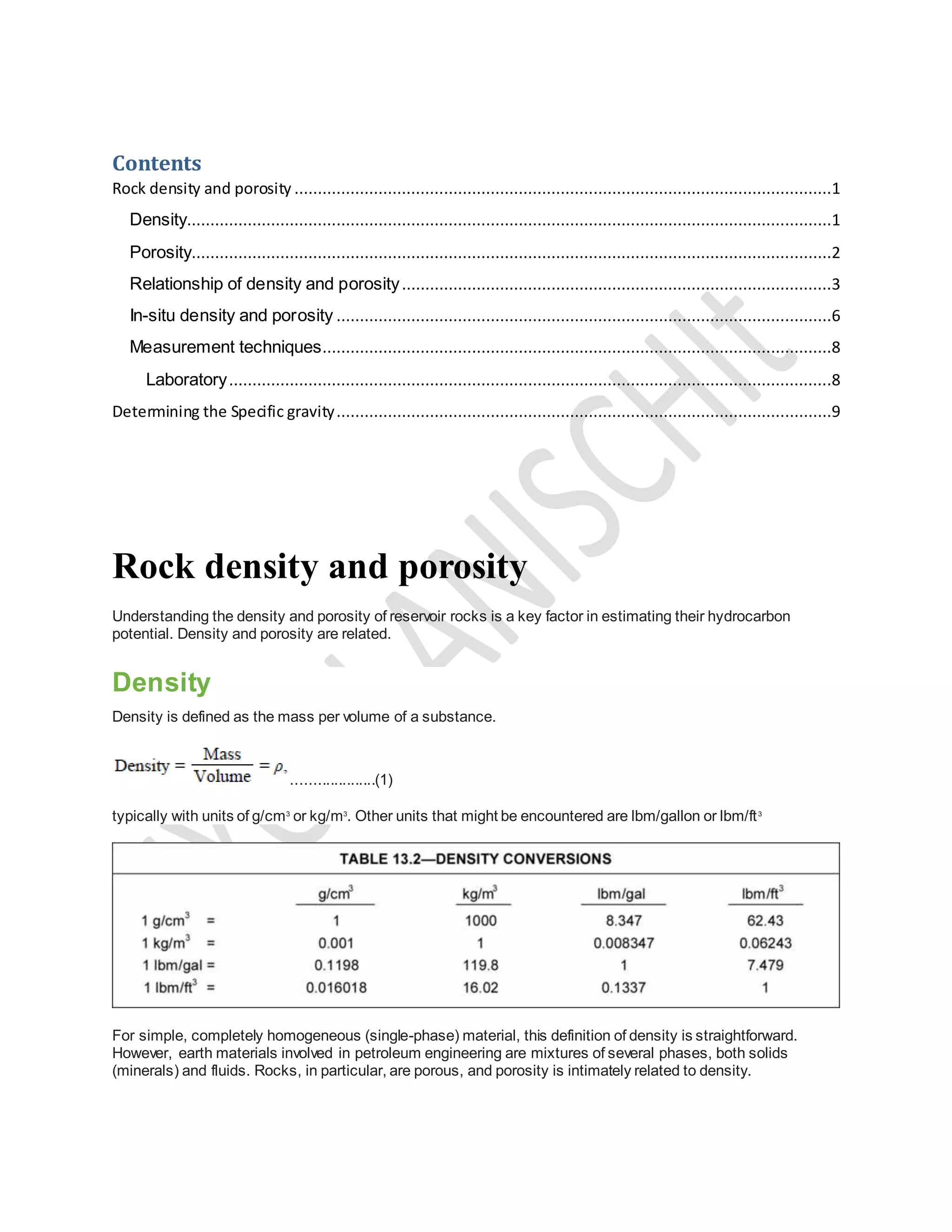Rock density and porosity lab | DOCX
