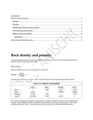 Rock density and porosity lab | DOCX