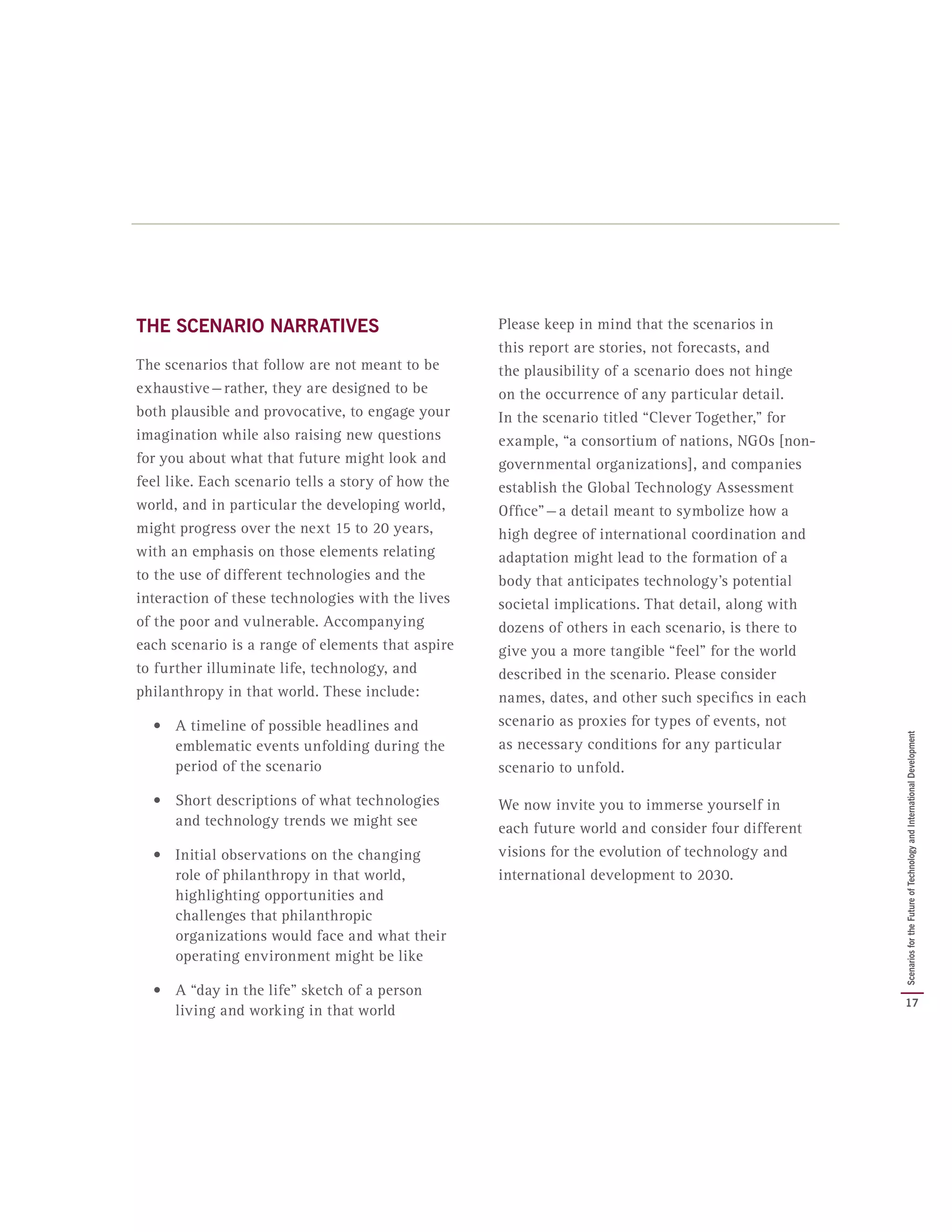 Scenarios for the Future of Technology and Int'l Development | PDF