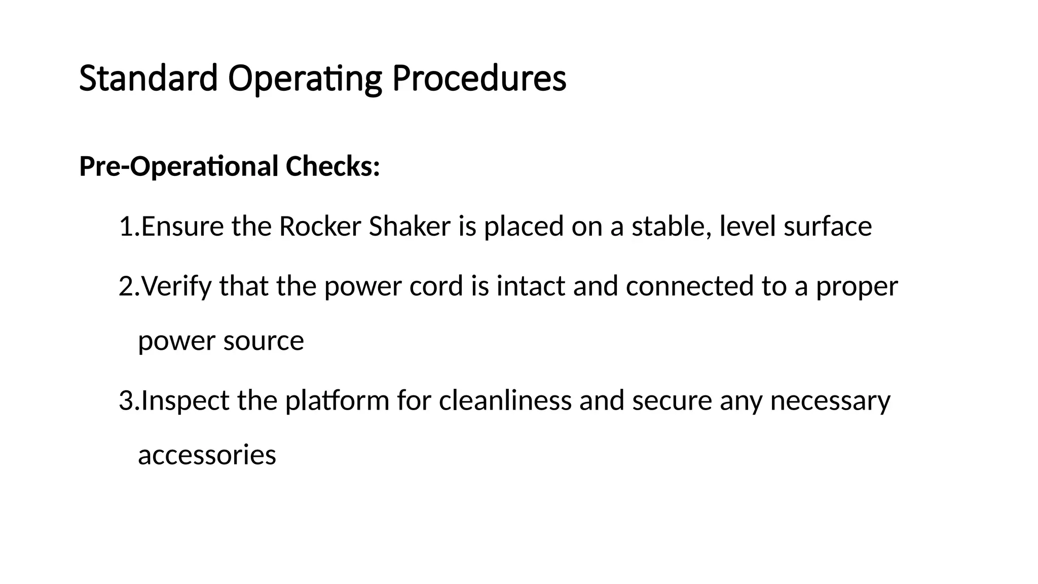 Rocker Shaker- standard operating procedure | PPTX