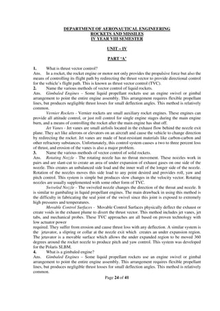 Rockets and missiles solved question bank - academic purpose only | PDF