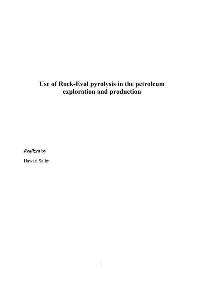 Use of Rock-Eval pyrolysis | DOC | Chemistry | Science