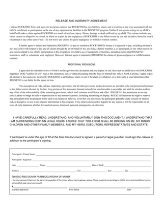 ASYMCA Camp Rockfish Application Documents | PDF