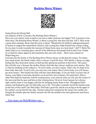 Rocking-Horse Winner | PDF