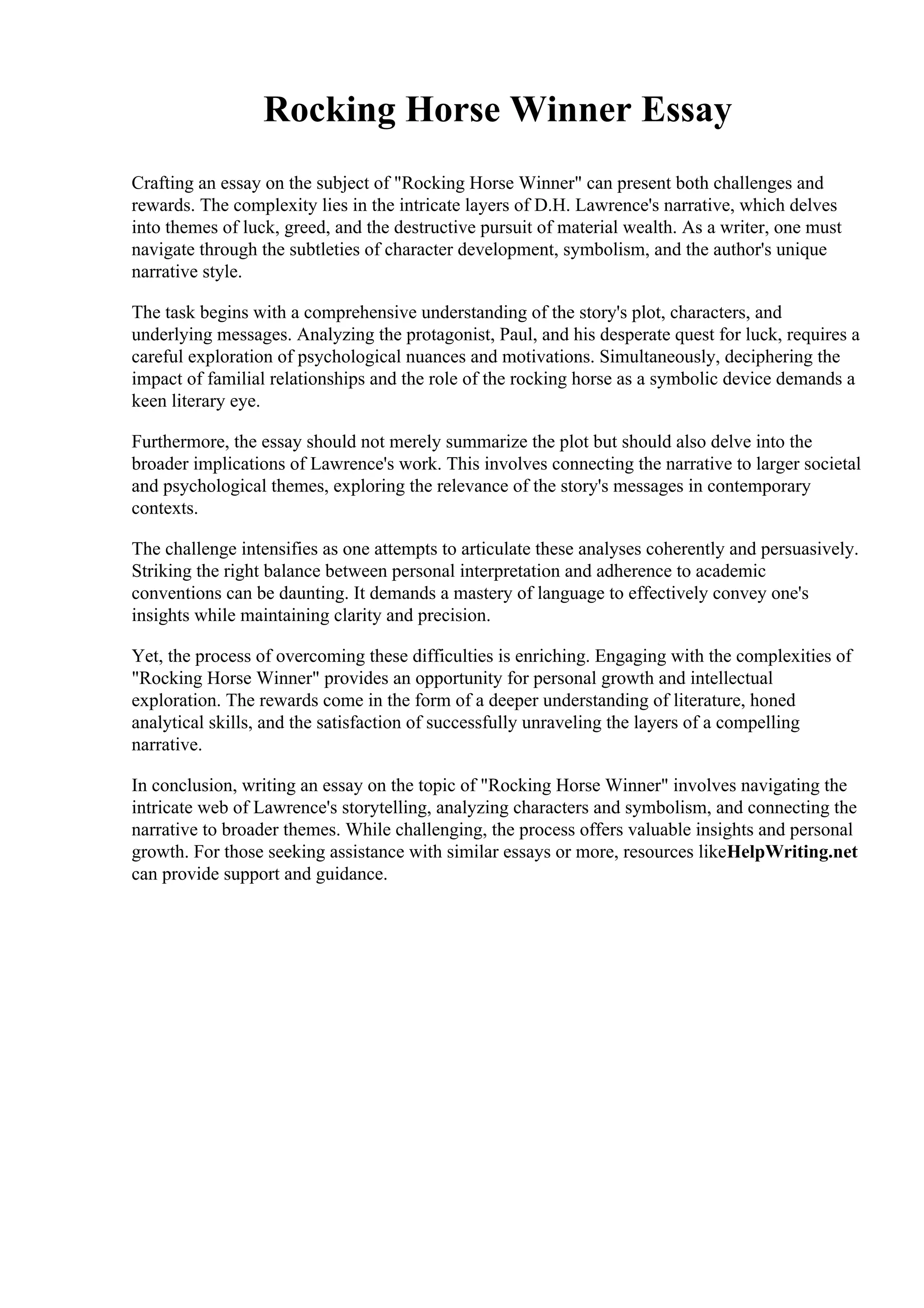 Rocking Horse Winner Essay.pdf