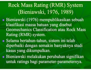 Rock mass classification system | PDF