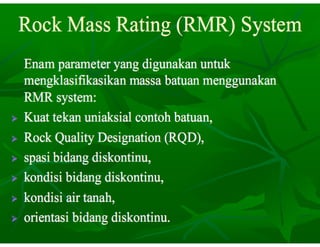 Geoteknik Tambang-Rock mass classification system | PDF