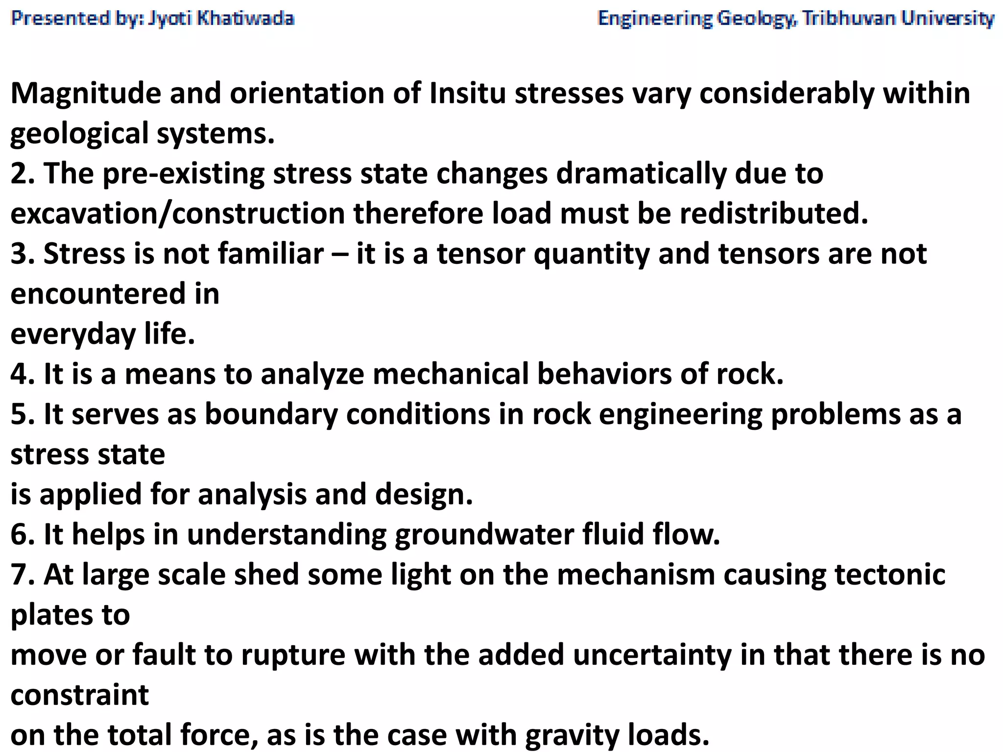 Rock mechanics for engineering geology part 3 | PPTX