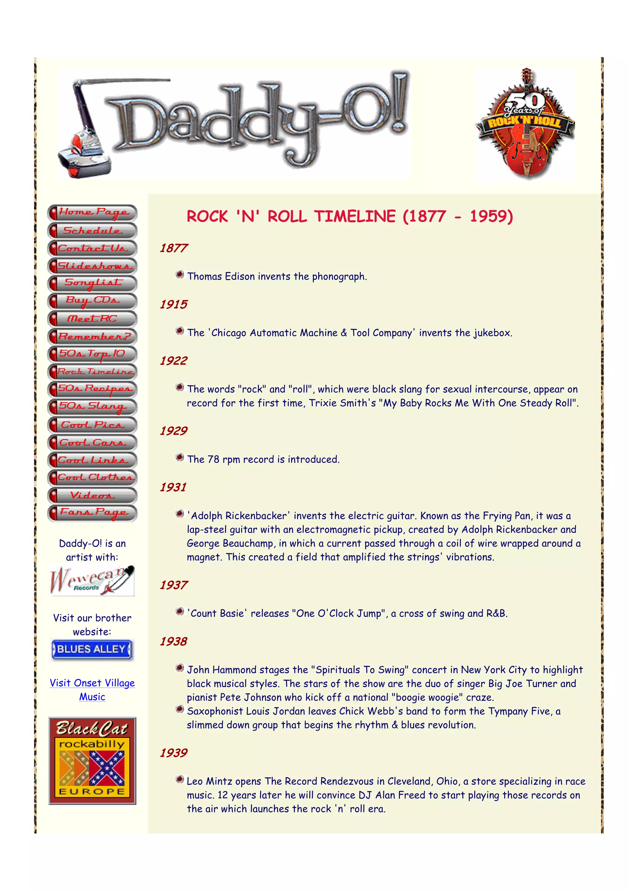 Rock 'n' roll timeline 50s | PDF