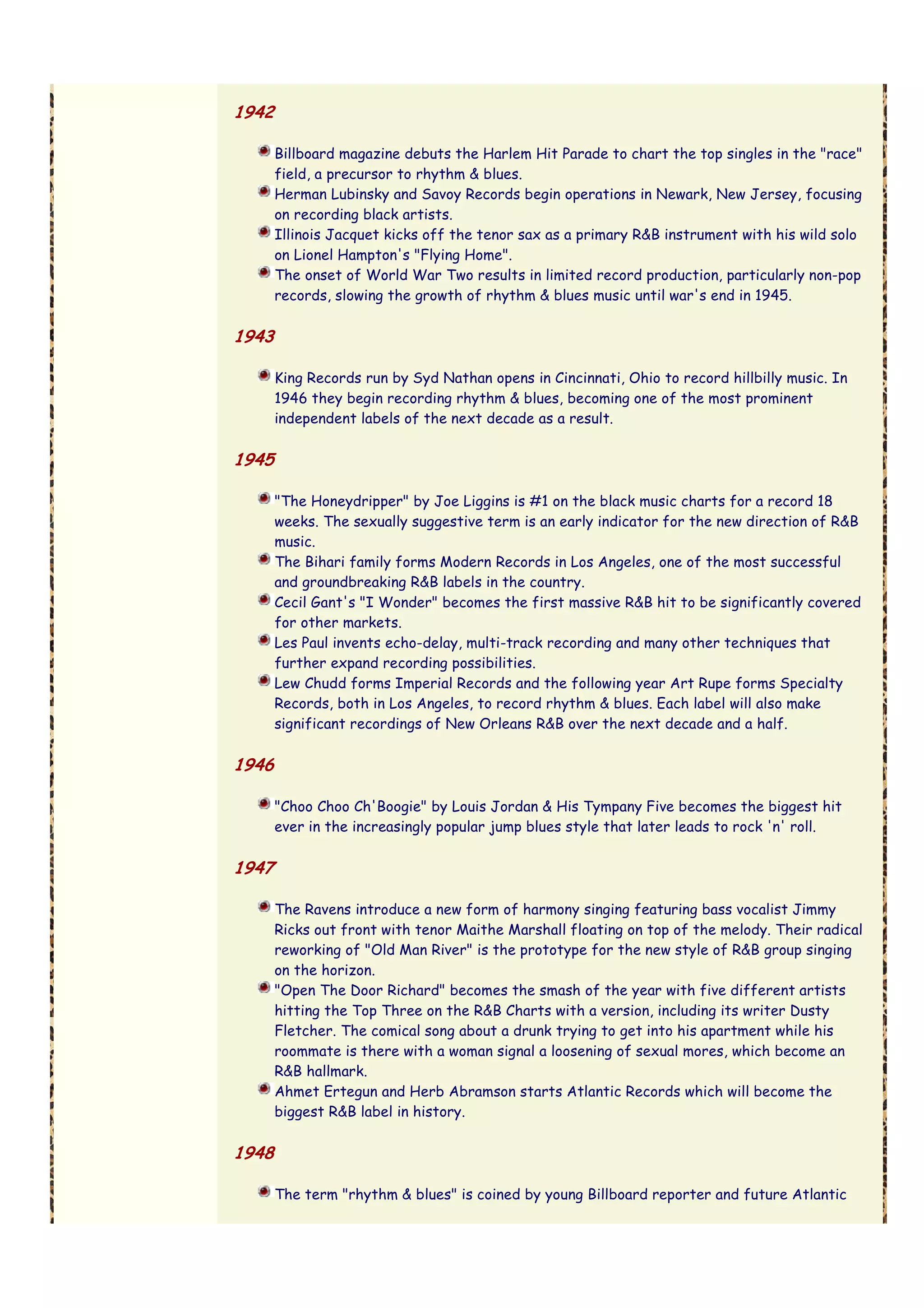 Rock 'n' roll timeline 50s | PDF