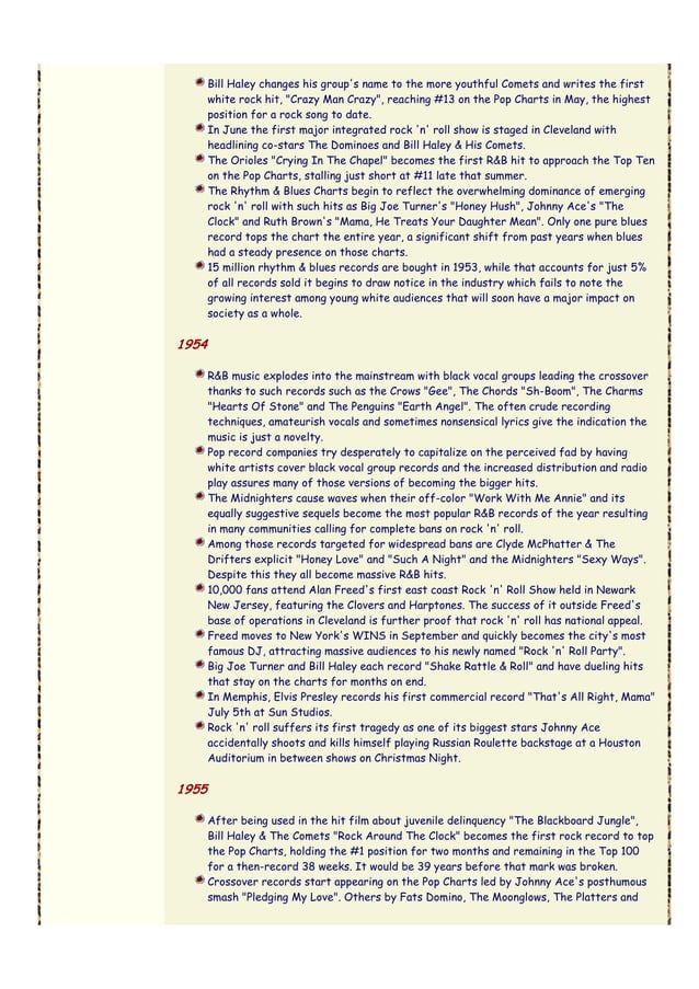 Rock 'n' roll timeline 50s | PDF