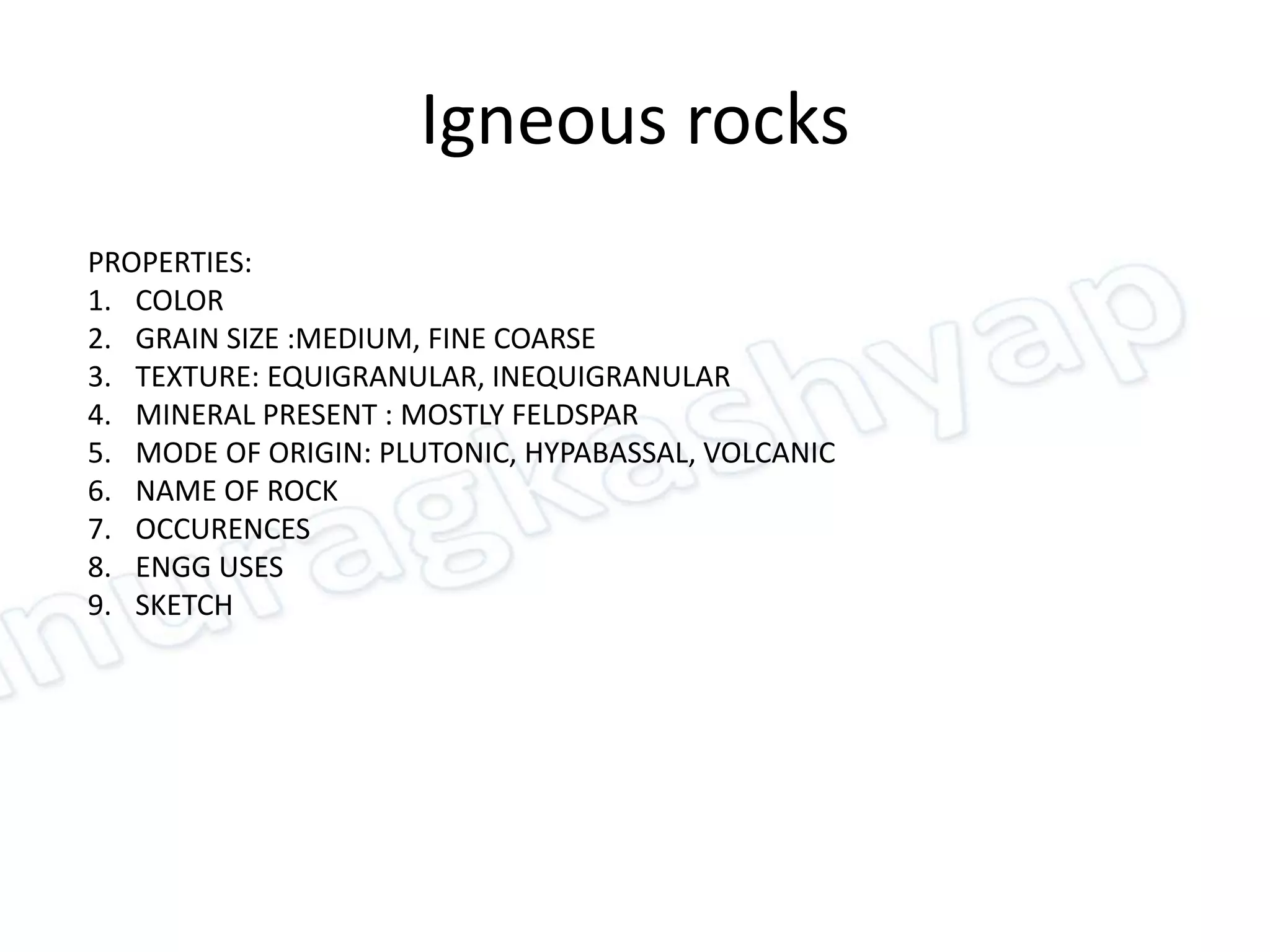 ROCKS AND THEIR PHOTOS WITH PROPERTIES | PPT