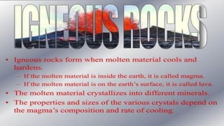 Minerals and rock,3 main categories of rocks | PDF