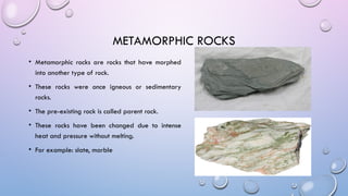 Rocks and characteristics and types of rocks importance of rocks.pptx