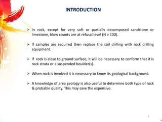 Rock Drilling, Sampling & Testing | PPTX