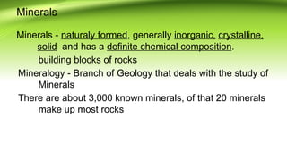 rocksandminerals powerpoint for earth sciencepptx | PPTX