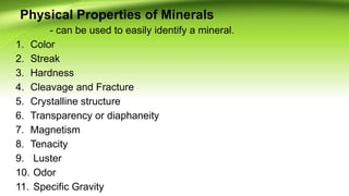 rocksandminerals powerpoint for earth sciencepptx | PPT