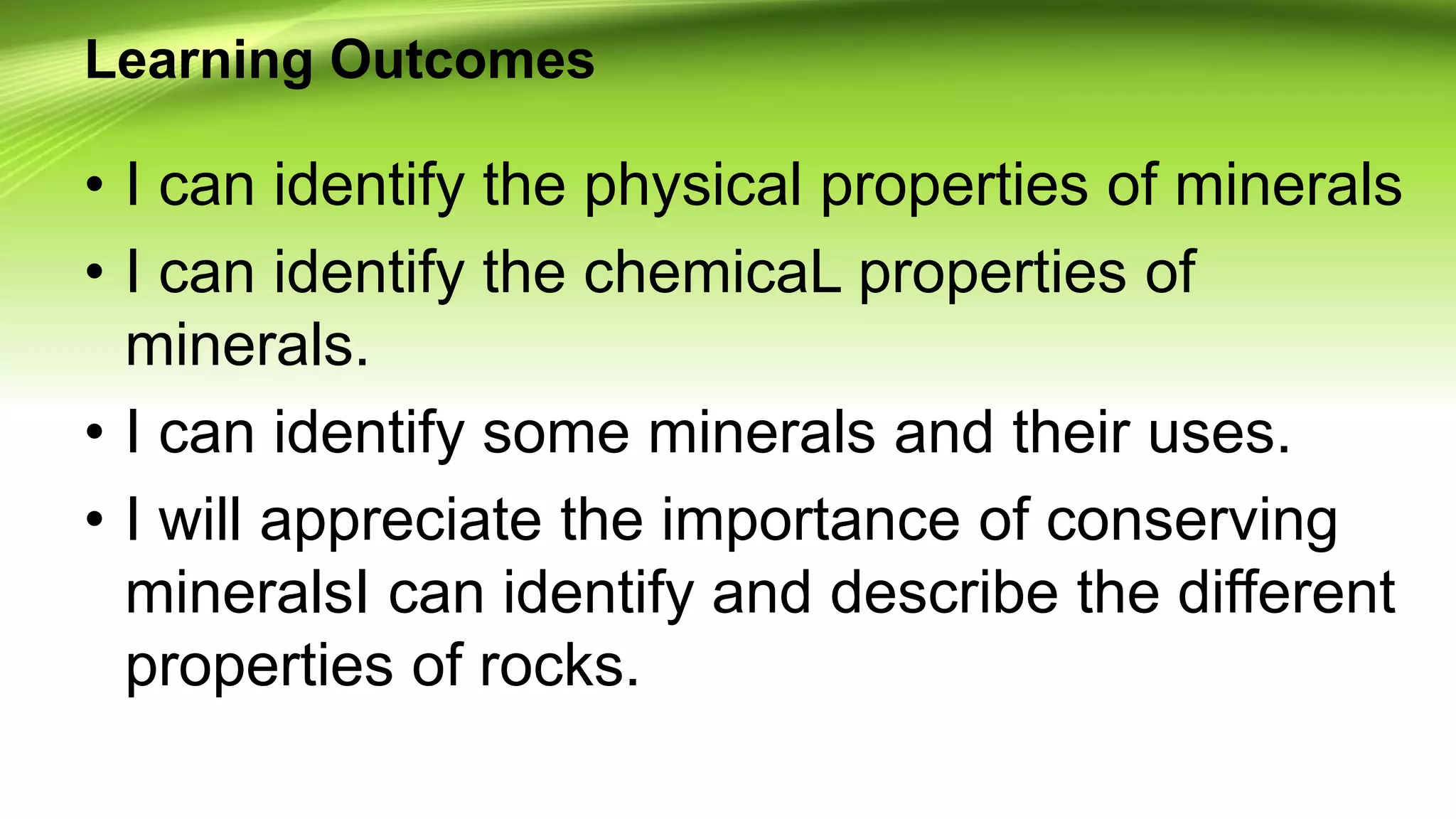 Rocks and minerals for grade 11; Earth and life sciences | PPTX