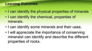 Rocks and minerals for grade 11; Earth and life sciences | PPTX