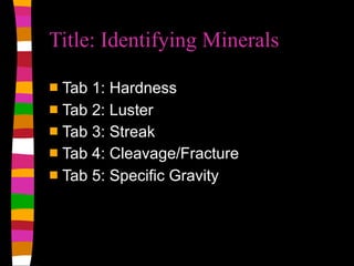 Rocks and minerals 2.1 | KEY