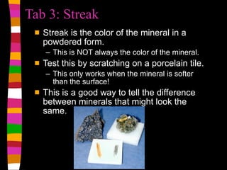 Rocks and minerals 2.1 | KEY