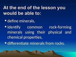 rocks and minerals powerpoint presentation | PPT