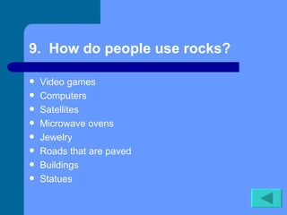 Rocks mineral and fossil 20 Questions | PPT