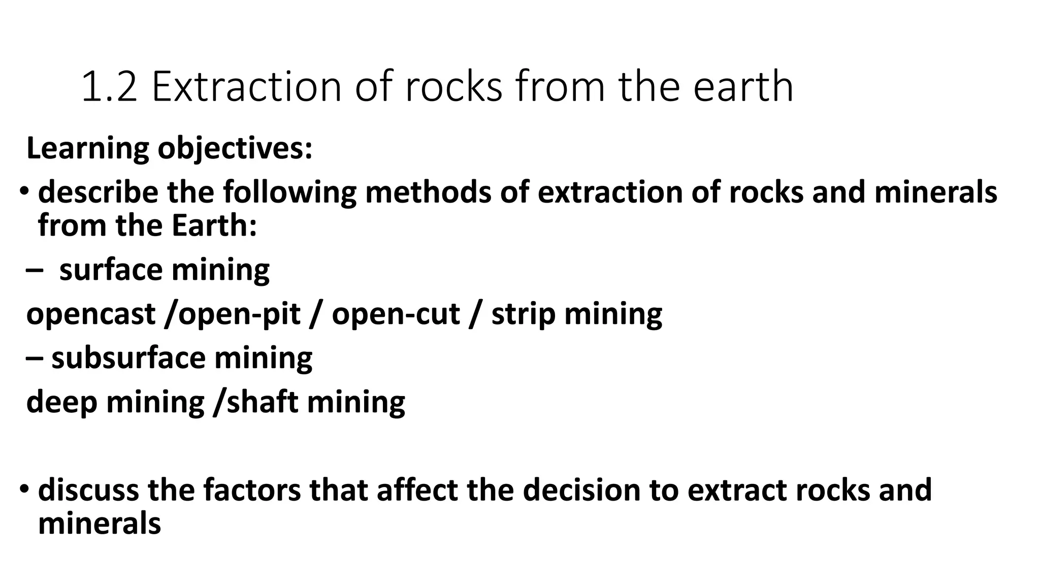 Rocks minerals and their exploitation (1) | PPTX