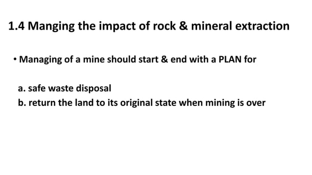 Rocks minerals and their exploitation (1) | PPTX