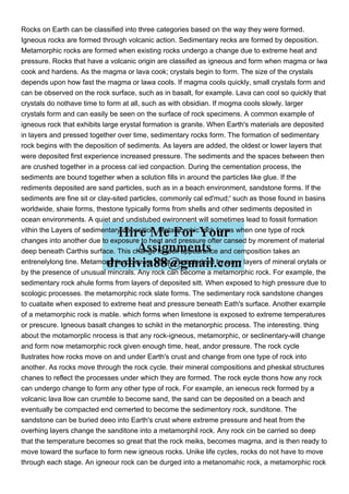 Rocks on Earth can be classified into three categories based.pdf ...