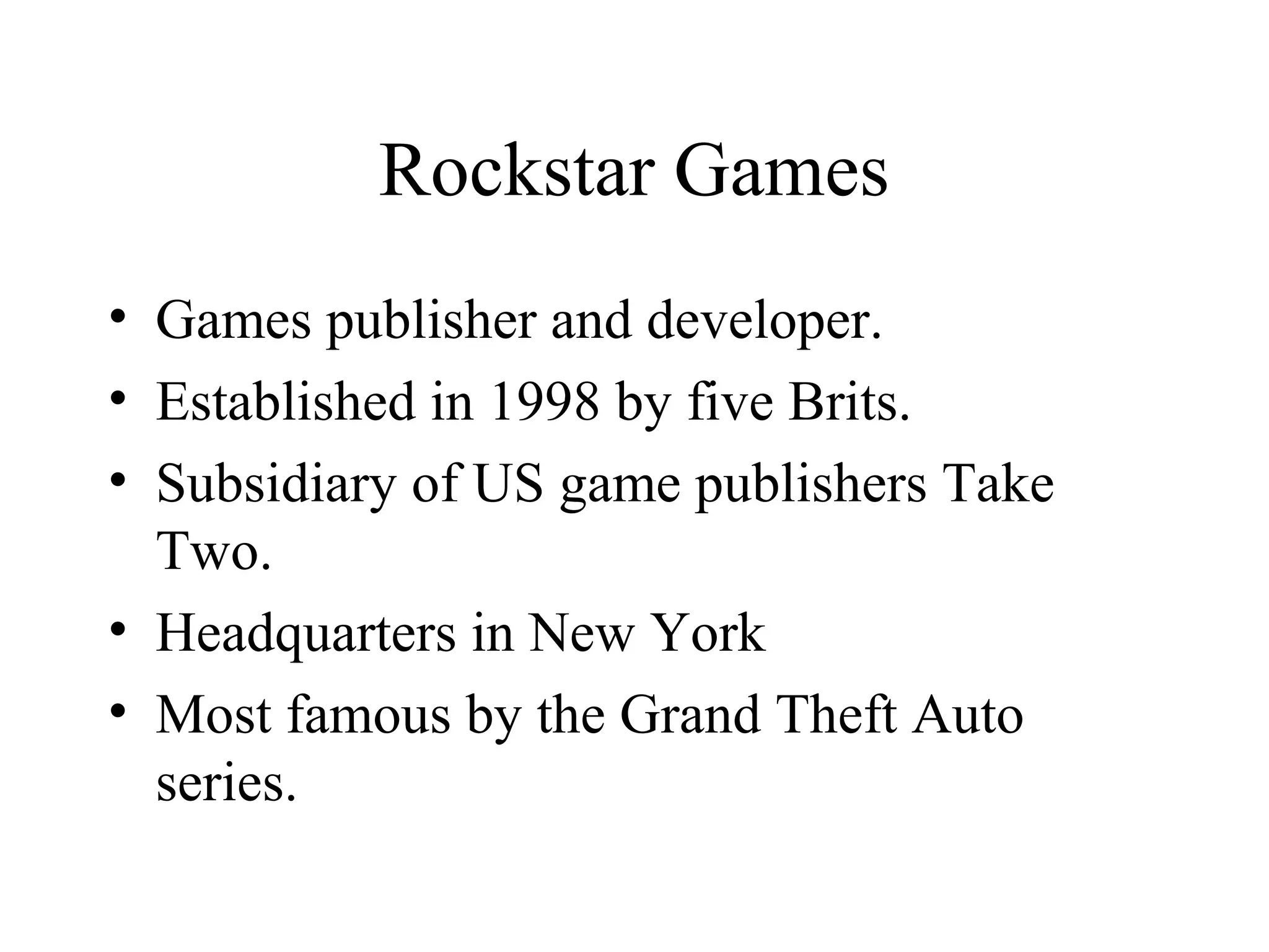 History of Rockstar | PPT