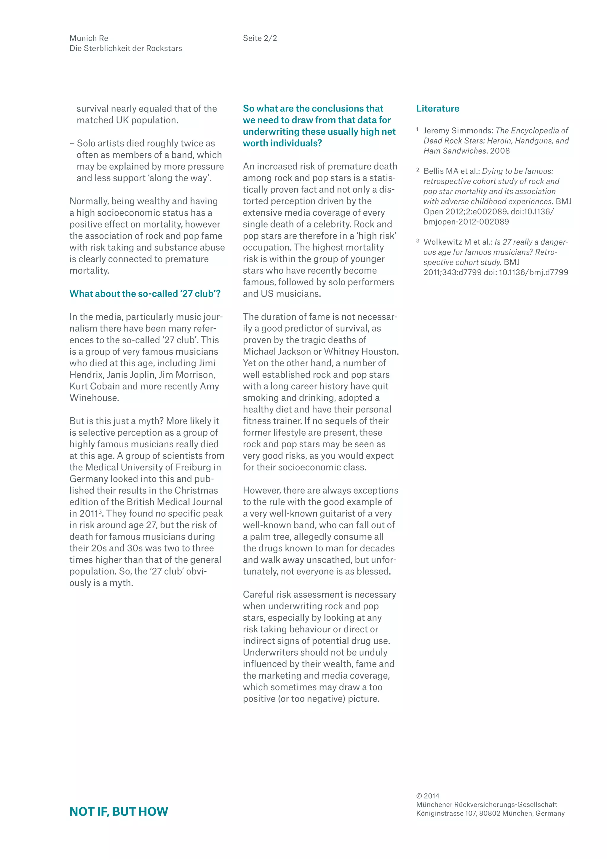 Life insurance: Rock Star Mortality | PDF