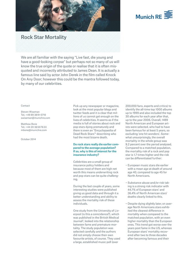 Life insurance: Rock Star Mortality | PDF | Free Download