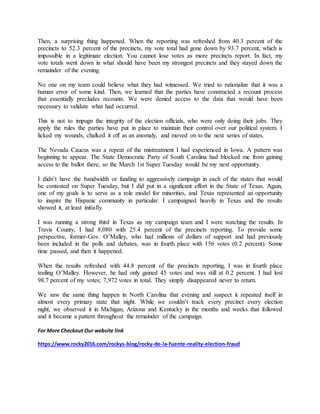 Rocky de la fuente on the reality of election fraud | PDF