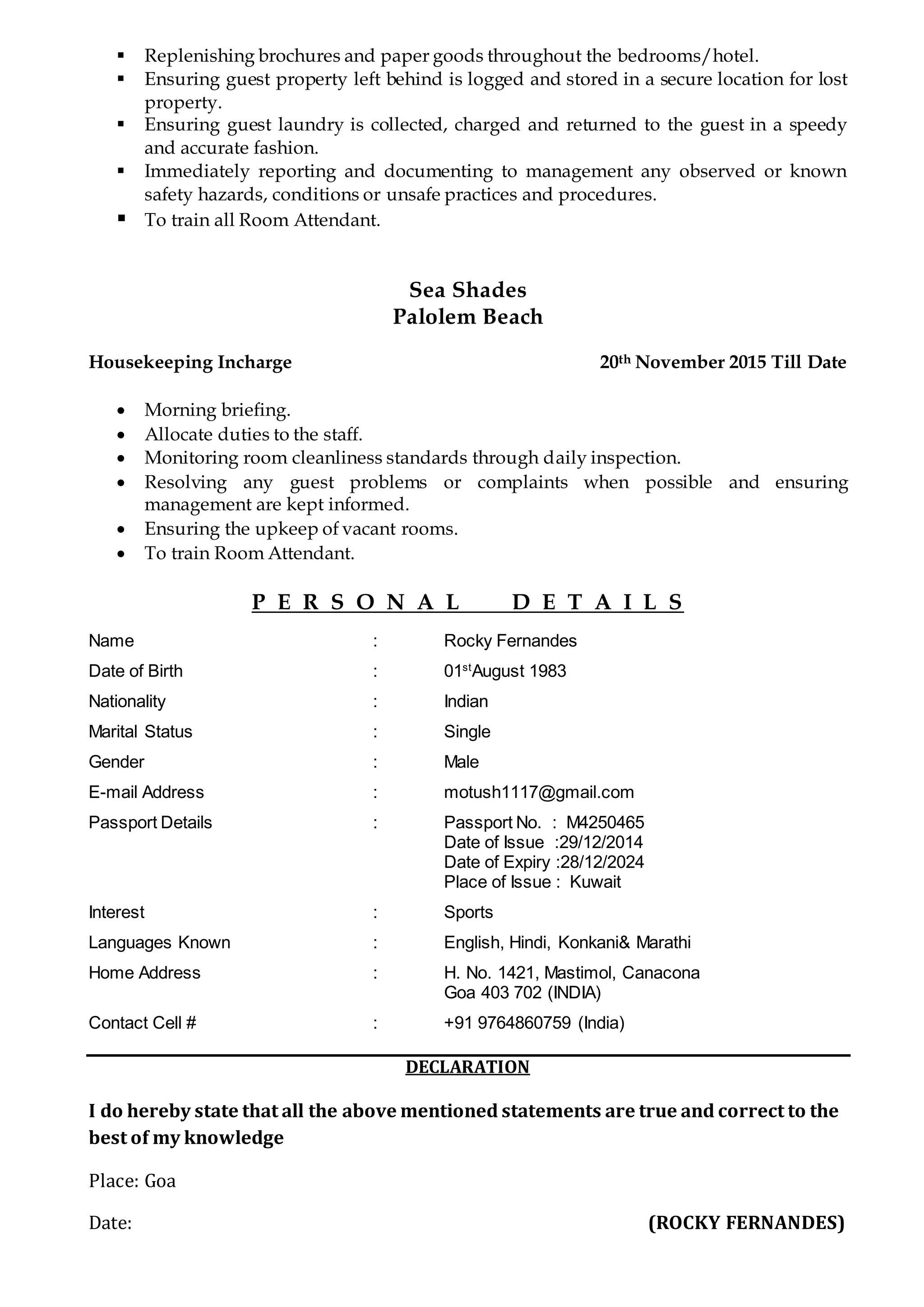 Rocky fernandes resume | DOCX